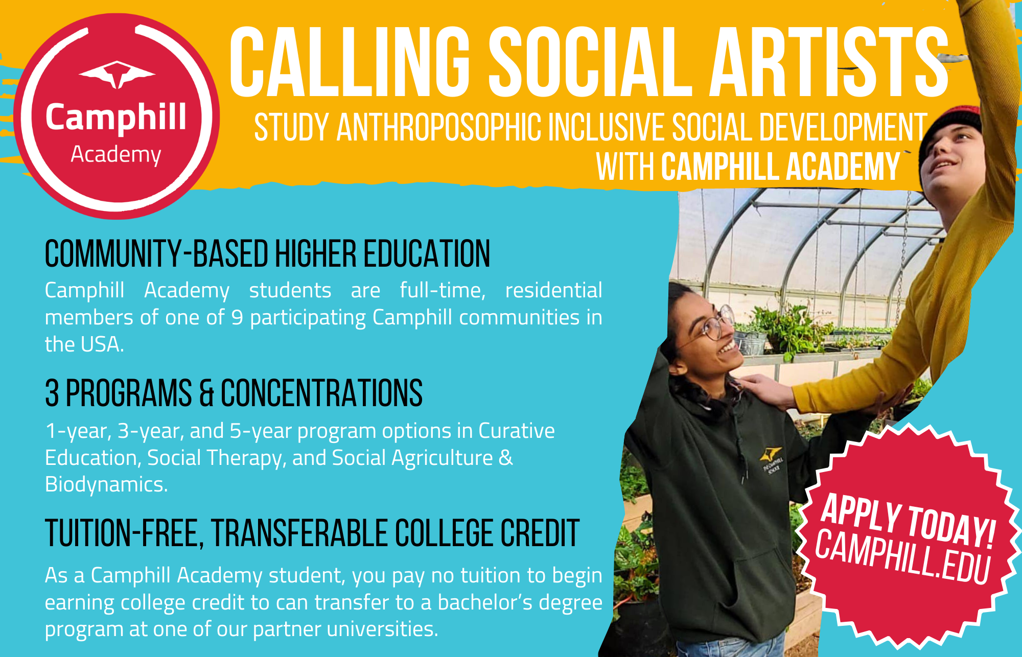 Study in intentional community: Camphill Academy now enrolling for fall 2024! - Foundation for ...